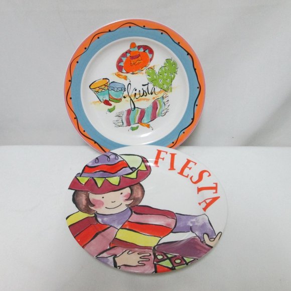 Dining | R Table Fiesta Ceramic Salad Dessert Plate Set 2 Mariachi ...